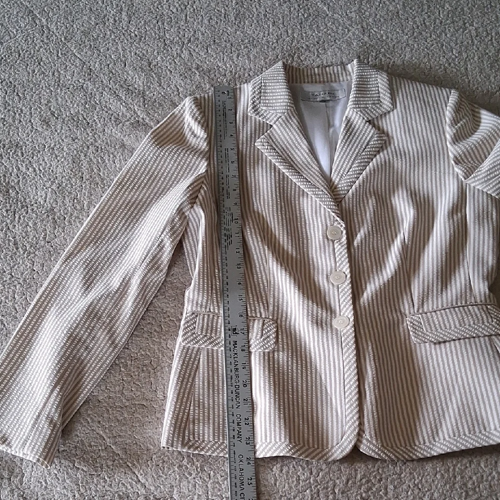 Tahari | Jackets & Coats | New Tahari Beige Striped Blazer | Poshmark